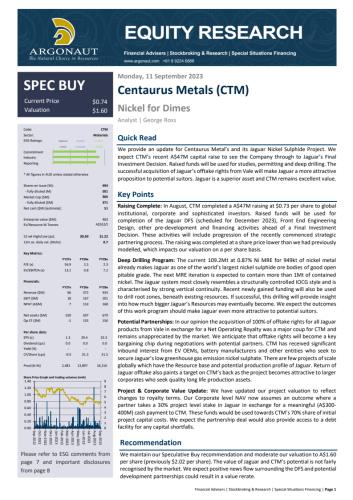 Investor Centre | Centaurus Metals Limited