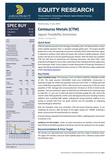 Investor Centre | Centaurus Metals Limited